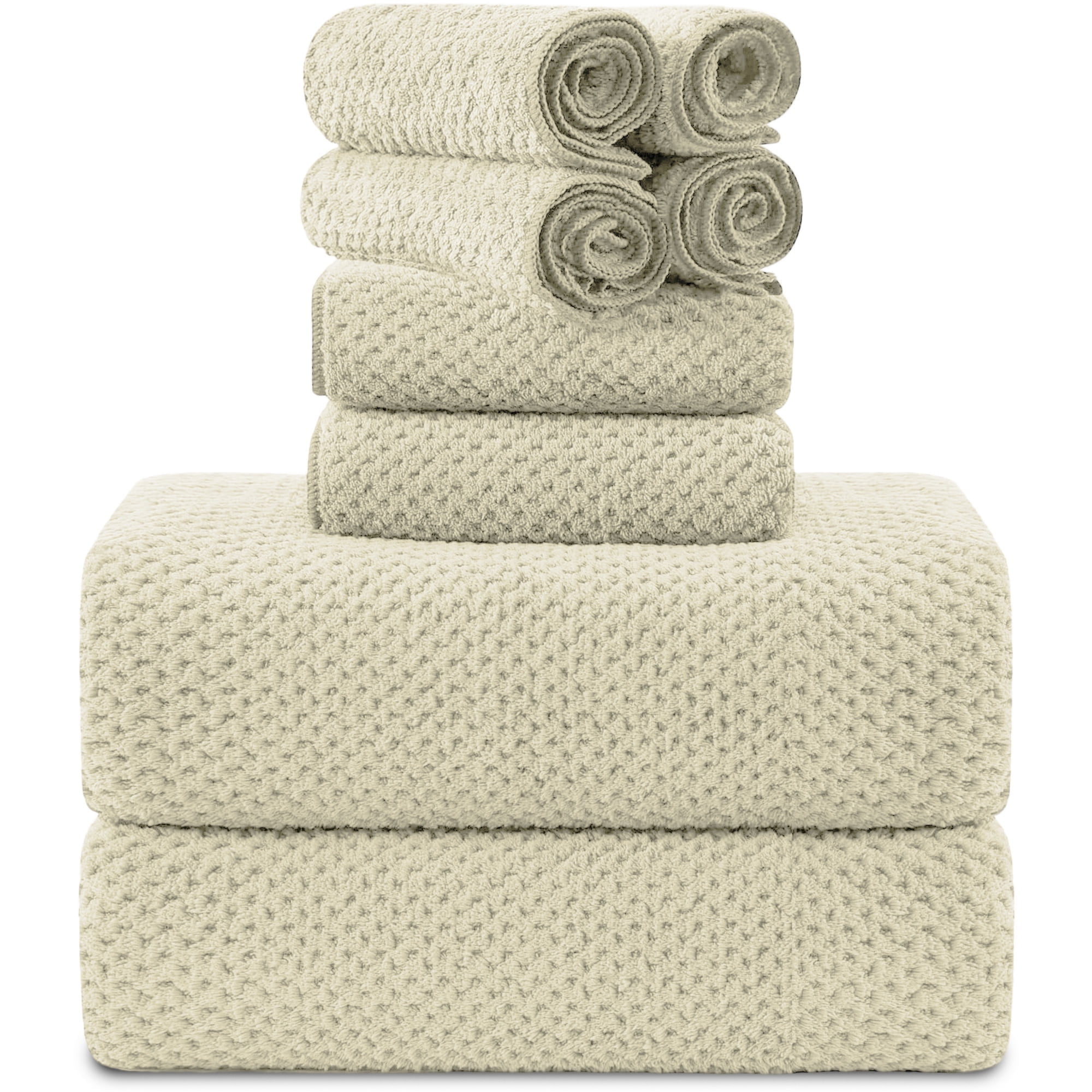 Jessy Home Oversized Soft Plush Towel Set 8 Pieces 600 GSM Microfiber ...