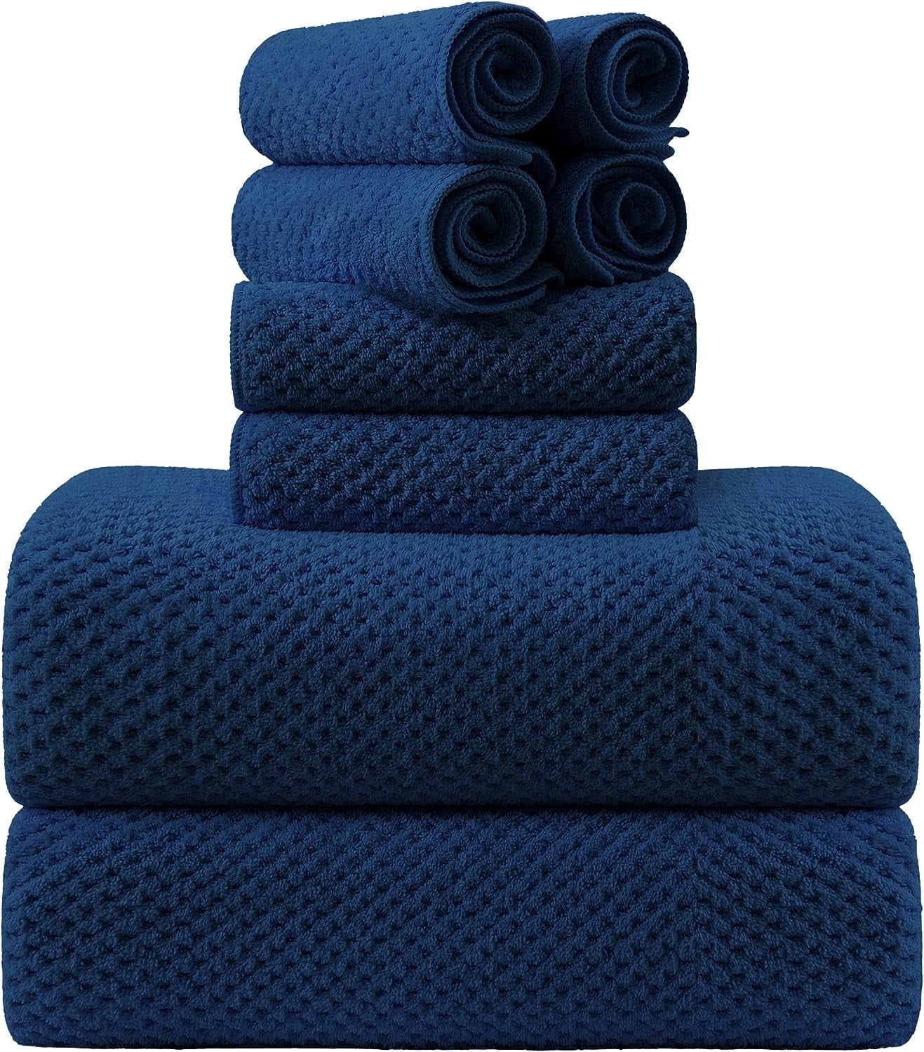 Jessy Home 8 Piece Towel Set Oversized Soft Cozy Towels 600 GSM Navy ...