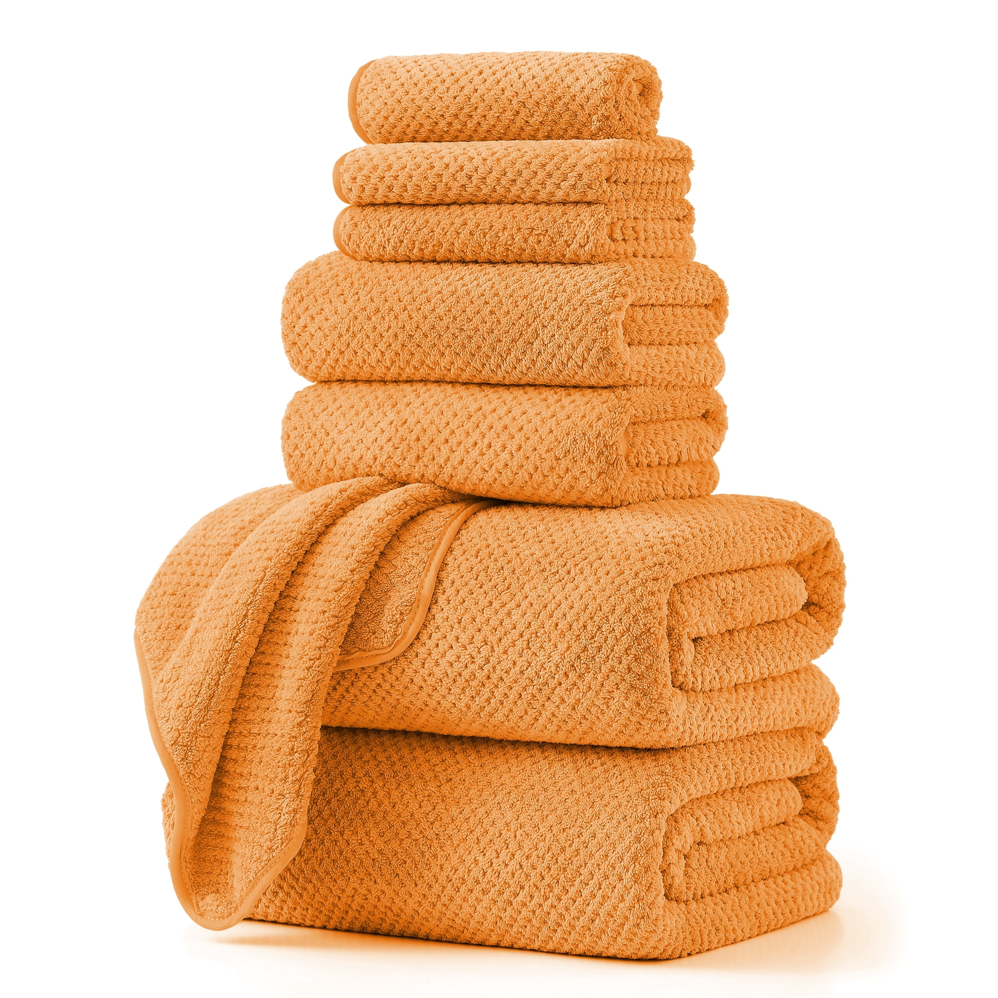 Jessy Home 8 Piece Towel Set Oversized Soft Cozy Towels 600 GSM Orange ...