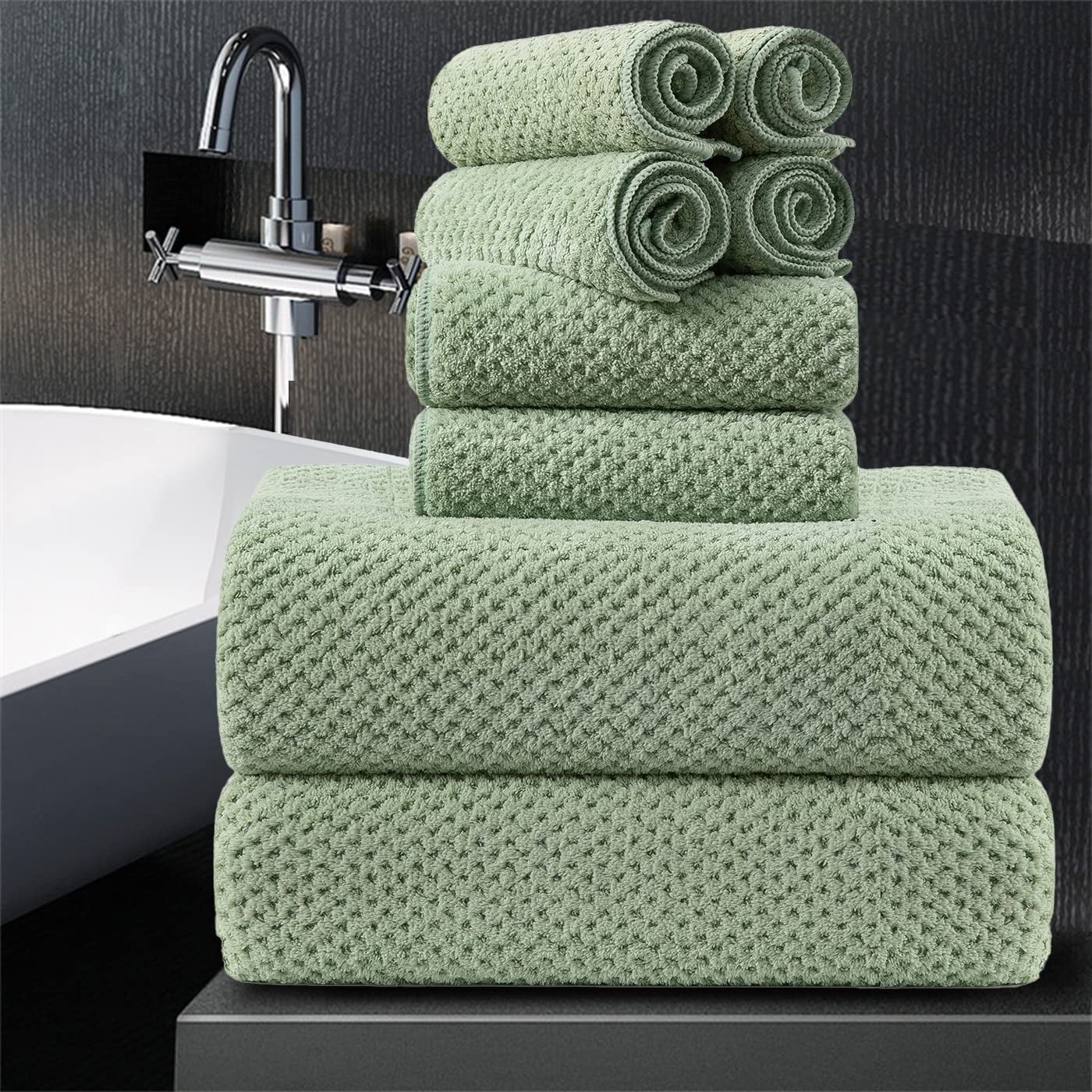 Jessy Home 8 Piece Towel Set Oversized Soft Cozy Towels 600 GSM Pale ...