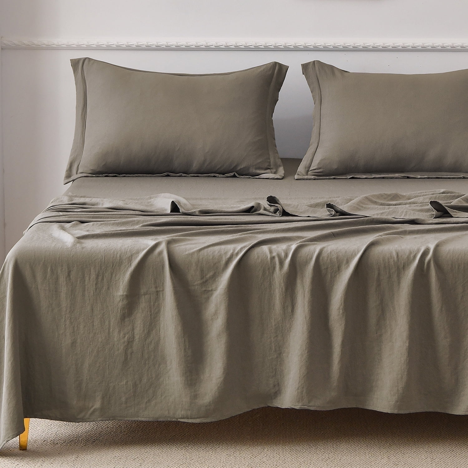 Jessy Home Bed Sheets Set 4 Piece King Sheet Set Khaki Cotton Blend ...
