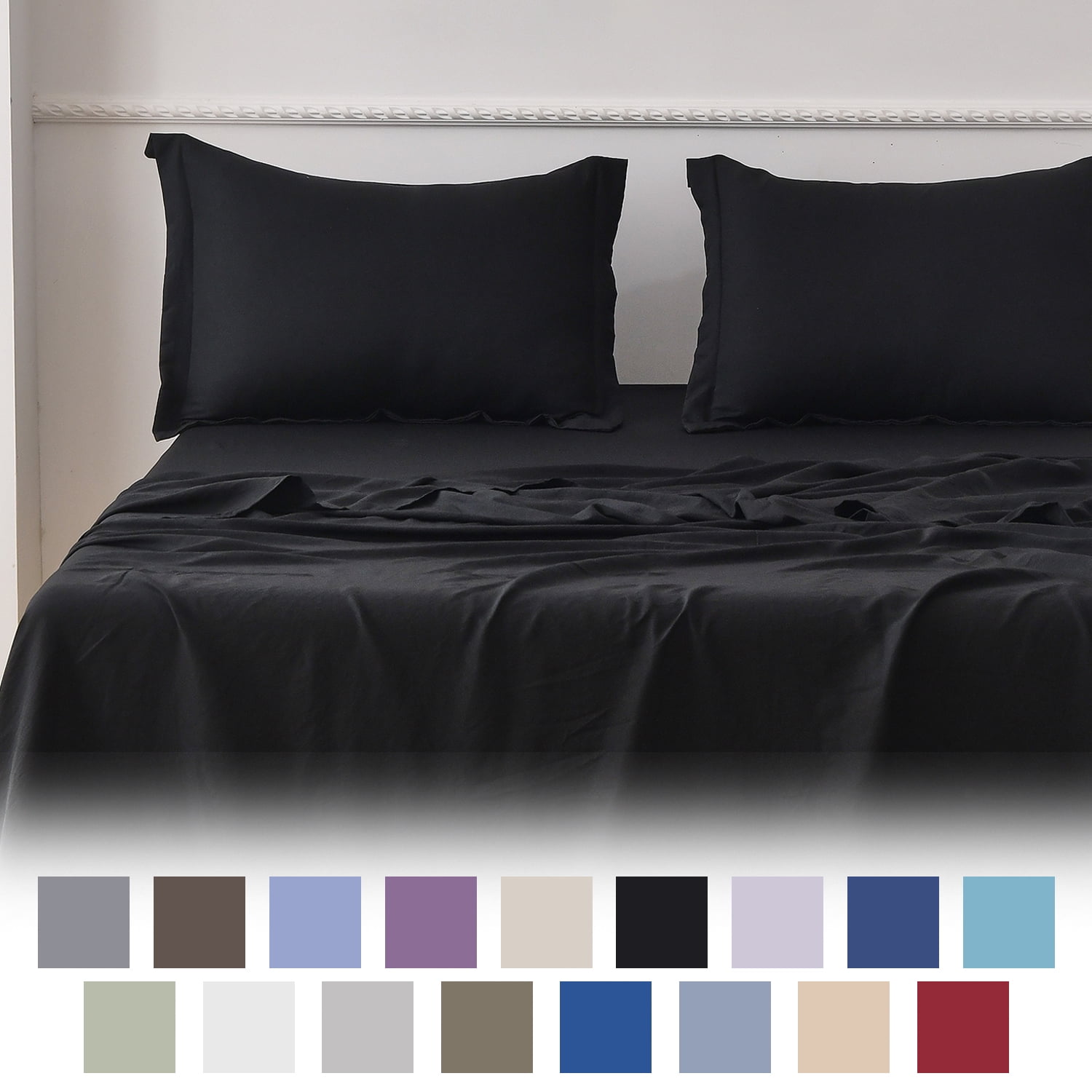 Jessy Home Bed Sheets Set 4 Piece Twin Cotton Blend Microfiber Bedding ...