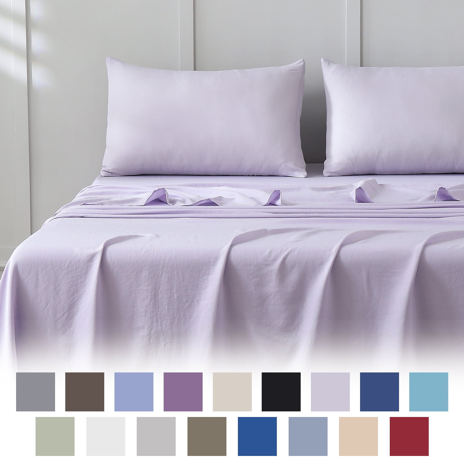 Jessy Home Bed Sheets Set 4 Piece Twin Sheet Set Light Purple ...