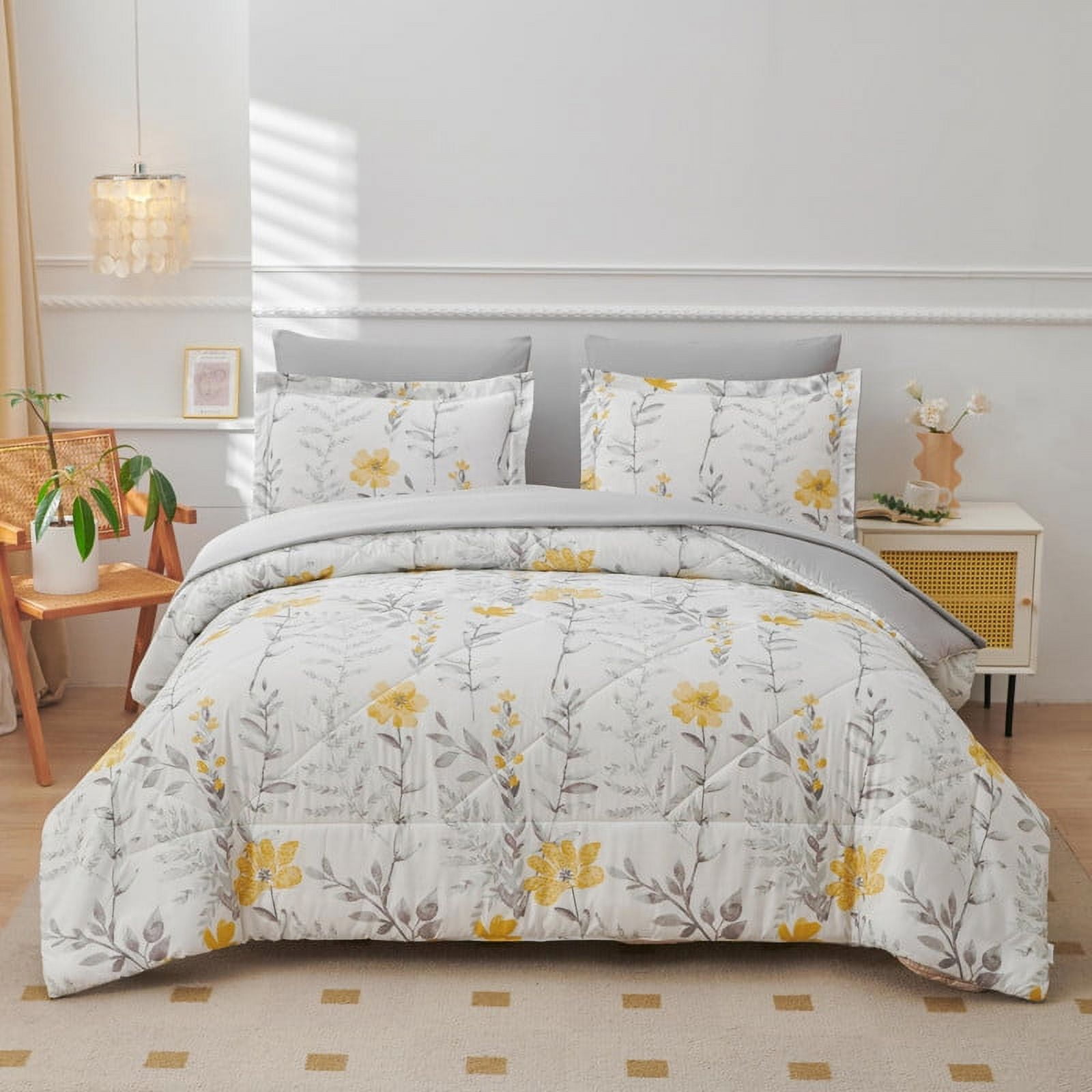 Jessy Home King Size 7-Piece Floral Comforter Set, Microfiber Bedspread ...