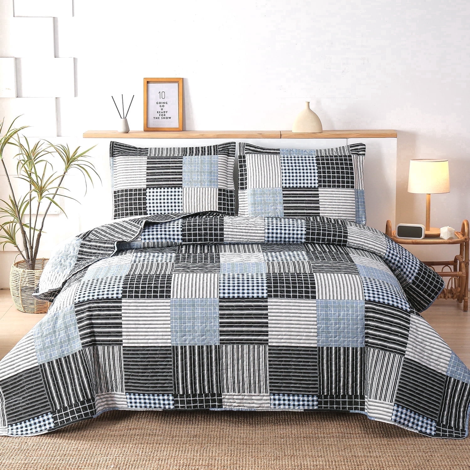 Jessy Home King Size Plaid Bedspread Coverlet Plaid Patchwork Quilt ...