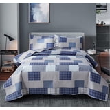 Jessy Home Patchwork Bedspread Set Queen Full Microfiber Plaid Quilt ...