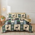Jessy Home Queen Comforter Set 7 Pieces Dark Green Deer Bedding Set ...