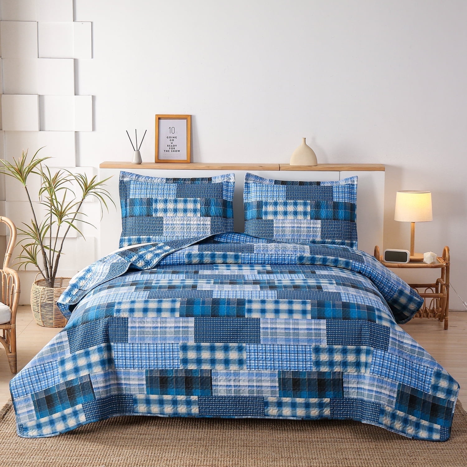 Jessy Home Twin Size Plaid Bedspread Coverlet Plaid Patchwork Quilt ...