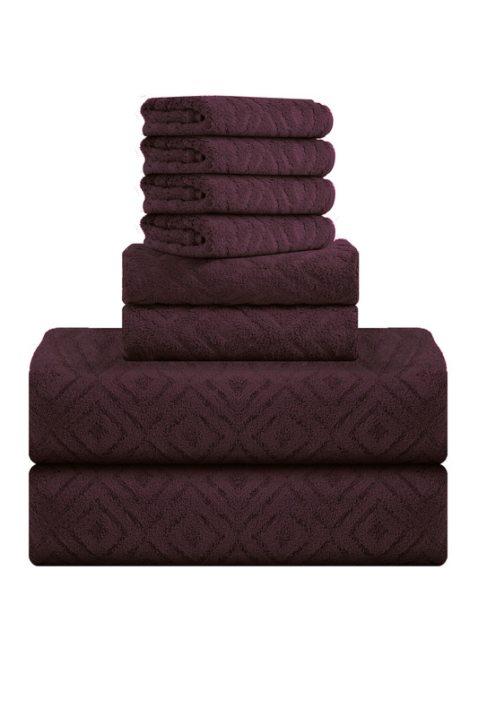Jessy Home Wine Red Bath Towel set of 8, 2 Oversized Bath Towels, 2 ...