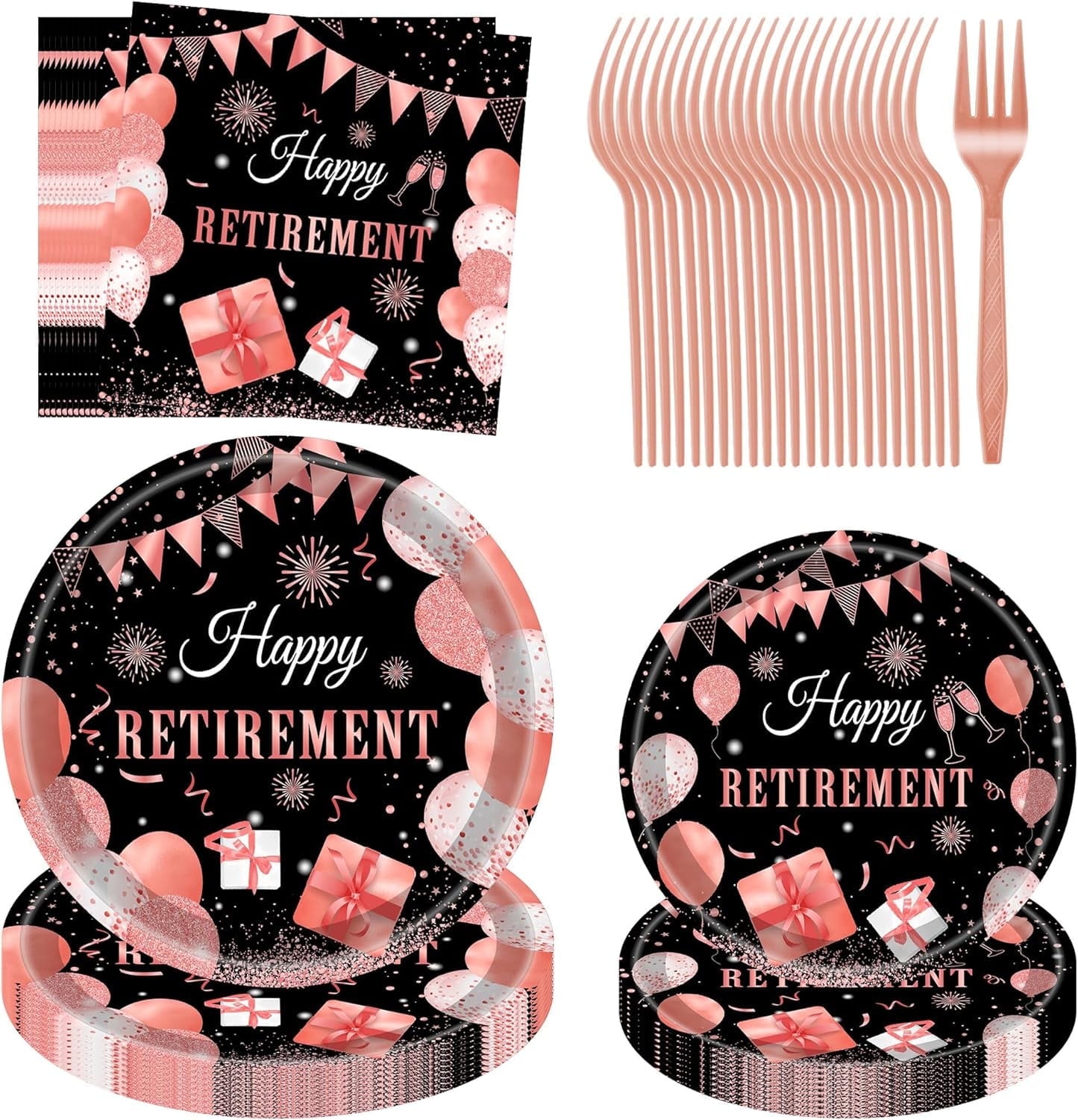 Jestar 96 Pcs Retirement Party Decorations Plates and Napkins Sets ...