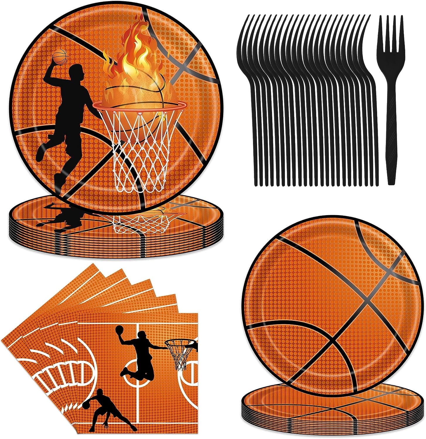 Jestar 96 Pieces Basketball Theme Party Supplies with Plates, Napkins ...