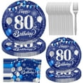 Jestar 96Pcs 80th Birthday Party Plates and Napkins Party Supplies Navy ...