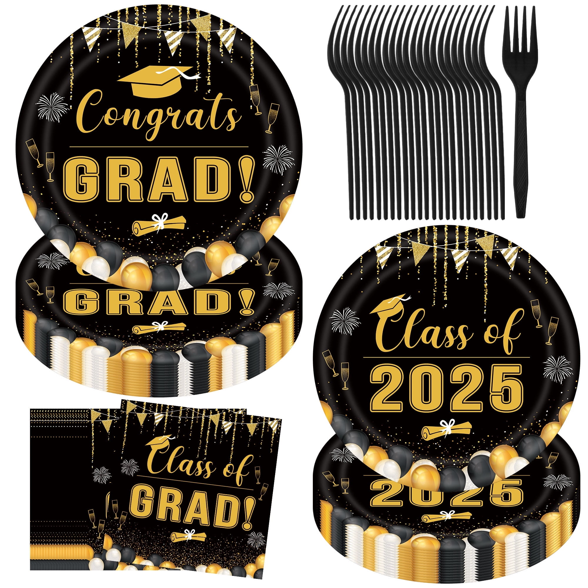Jestar 96Pcs Graduation Party Supplies, Paper Plates and Napkins Set ...