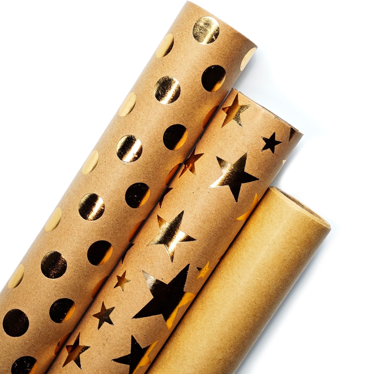 Jestar Kraft Gold Foil Wrapping Paper, Birthday Gift Wrapping Paper, 3 ...