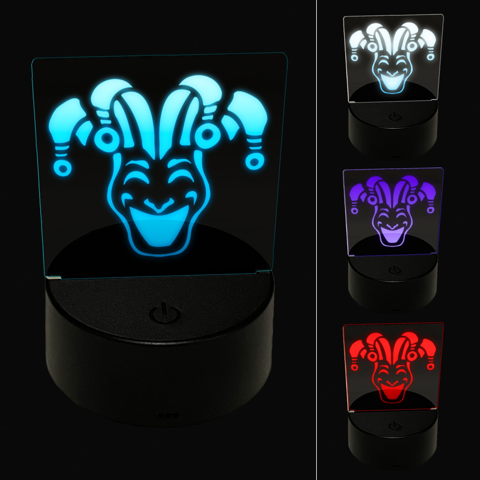 Jester Clown Joker Face Mardi Gras LED Night Light Sign 3D Illusion ...