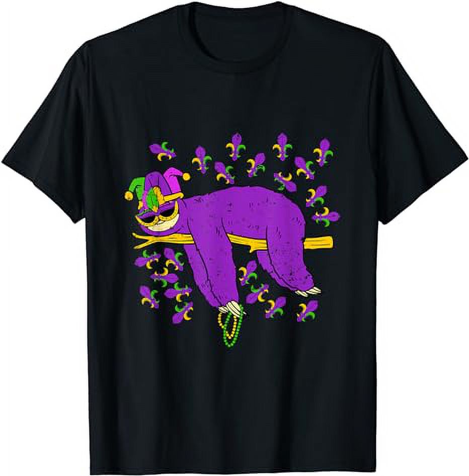 Jester Sloth Masquerade Mask Sleeping Mardi Gras Carnival T-Shirt ...
