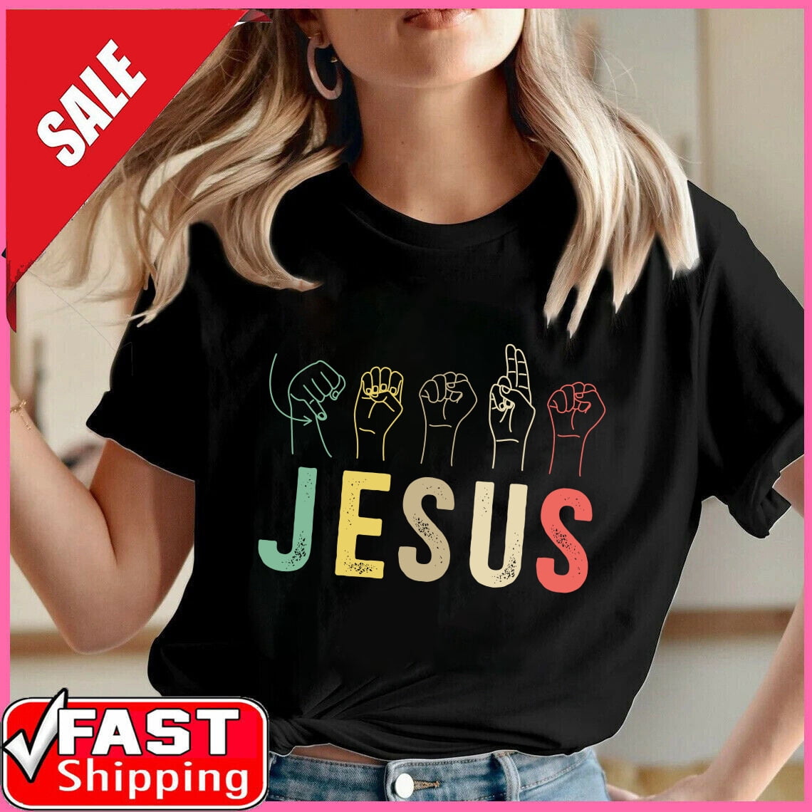 Jesus American Sign Language Gift for Christian Shirt S-5XL - Walmart.com