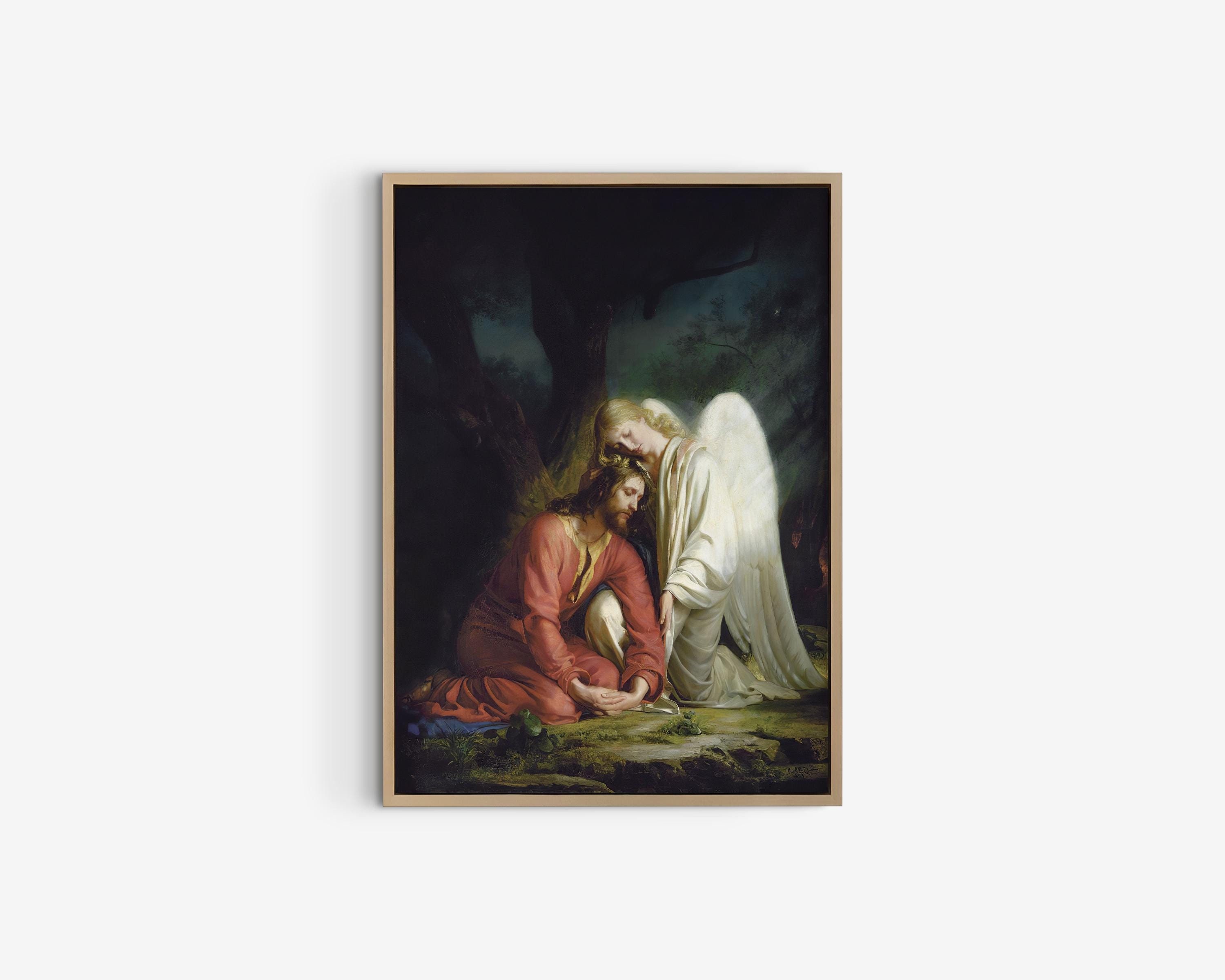 Jesus And Angel Wall Art, Jesus Christ At Gethsemane, Vintage By Carl ...