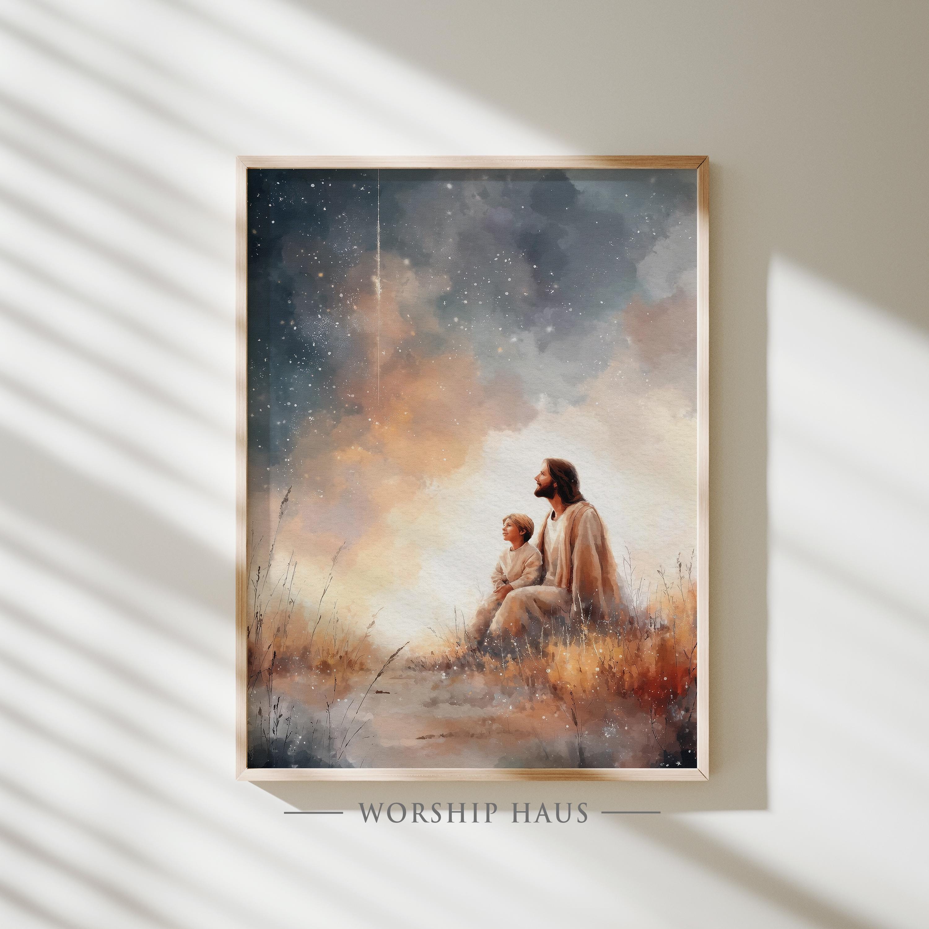 Jesus And Child Under Stars Christian Art Scene Christ With Child Lds ...