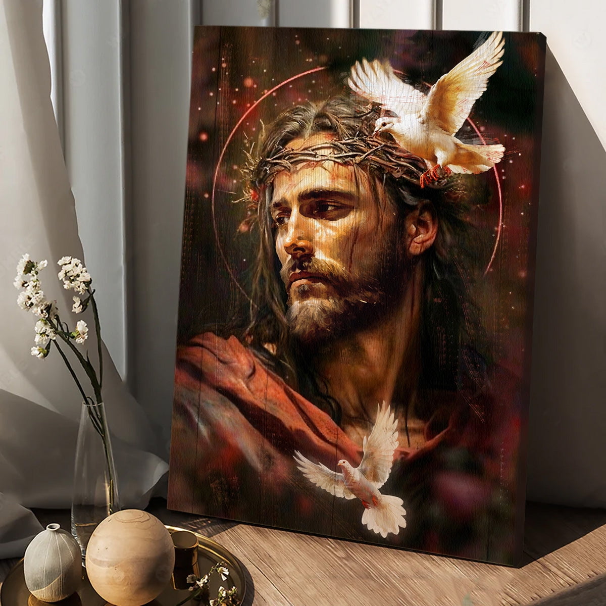 Jesus And Dove, Beautiful Jesus Portrait Poster Prints, Wall Art NO ...