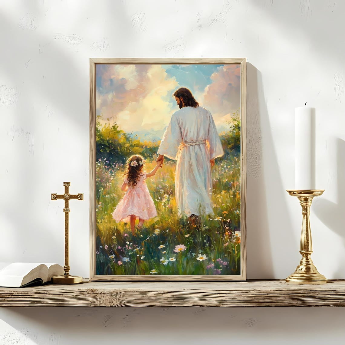 Jesus And Girl In Meadow, Sunny Christian Wall Art, Lds Faith, Bible ...
