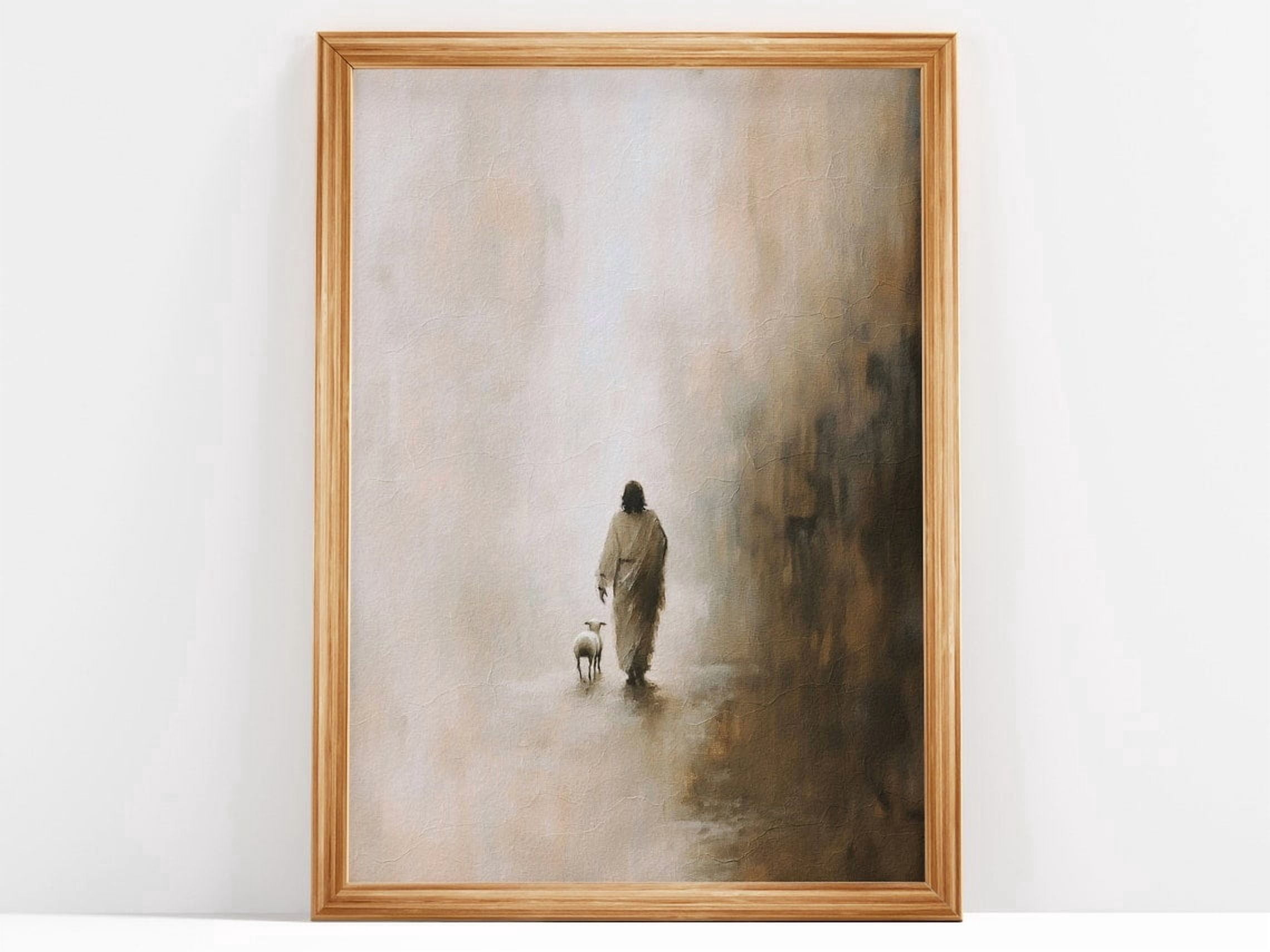 Jesus And Lost Sheep Print, Good Shepherd Wall Art, Unframed Paper ...