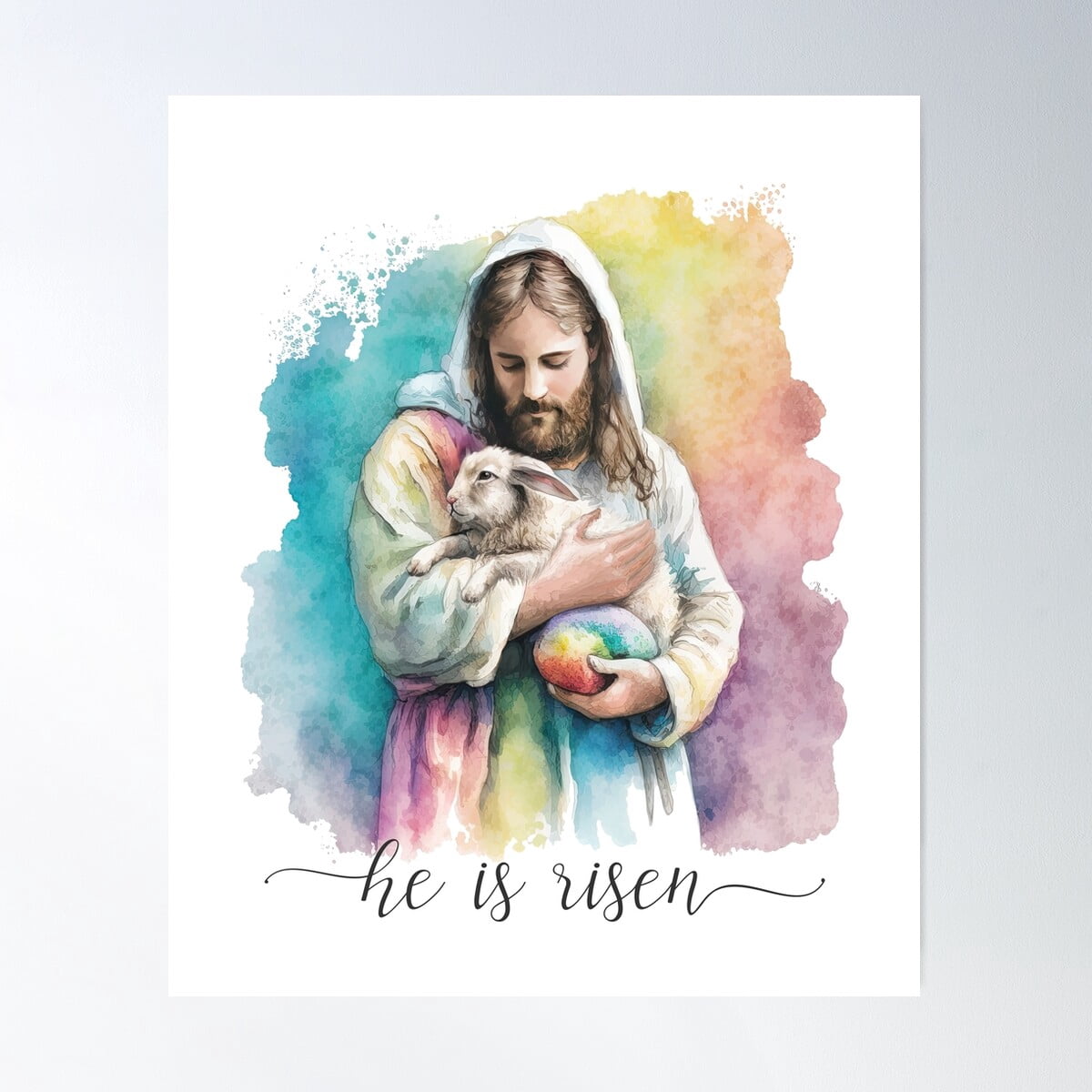 Jesus And The Easter Bunny - He Is Risen Christian Easter Poster Wall ...