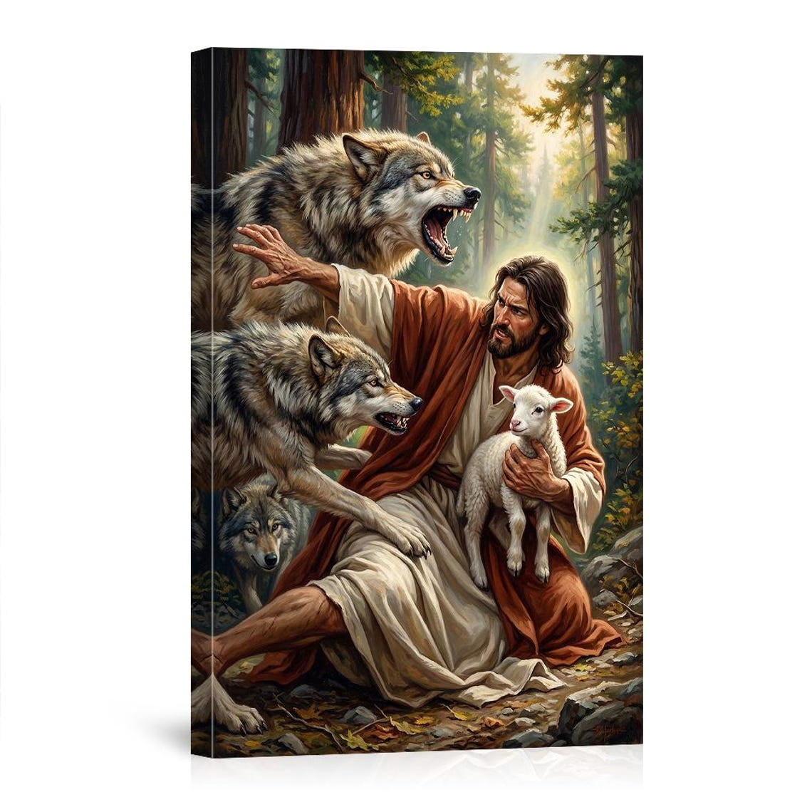Jesus And The Lamb Facing Wolves Inspirational Christian Religious For ...
