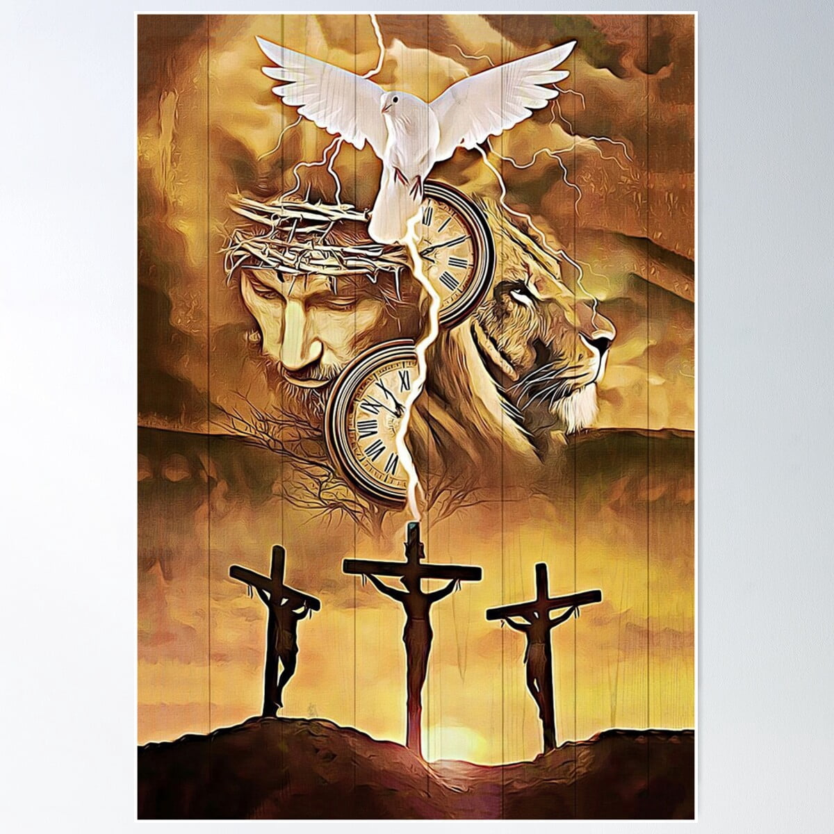 Jesus And The Lion Of Judah And The Dove Poster Wall Art, Modern Wall ...