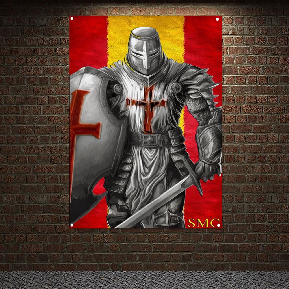 Jesus Armor Warrior Wall Art Poster Knights Templar Crusaders Flag Wall ...