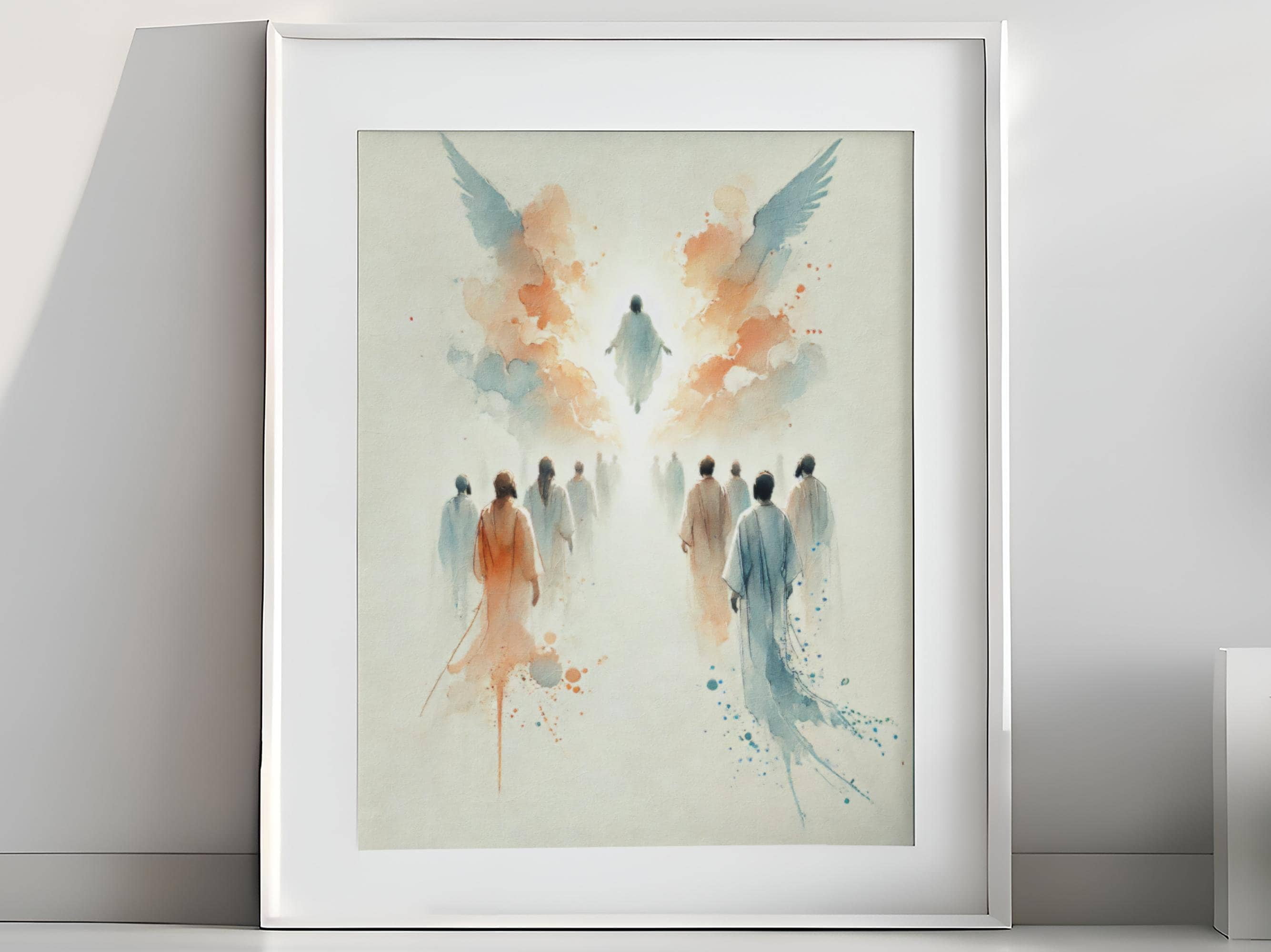 Jesus Ascends To Heaven Art Print: Sepia Christian Wall Decor Warm ...