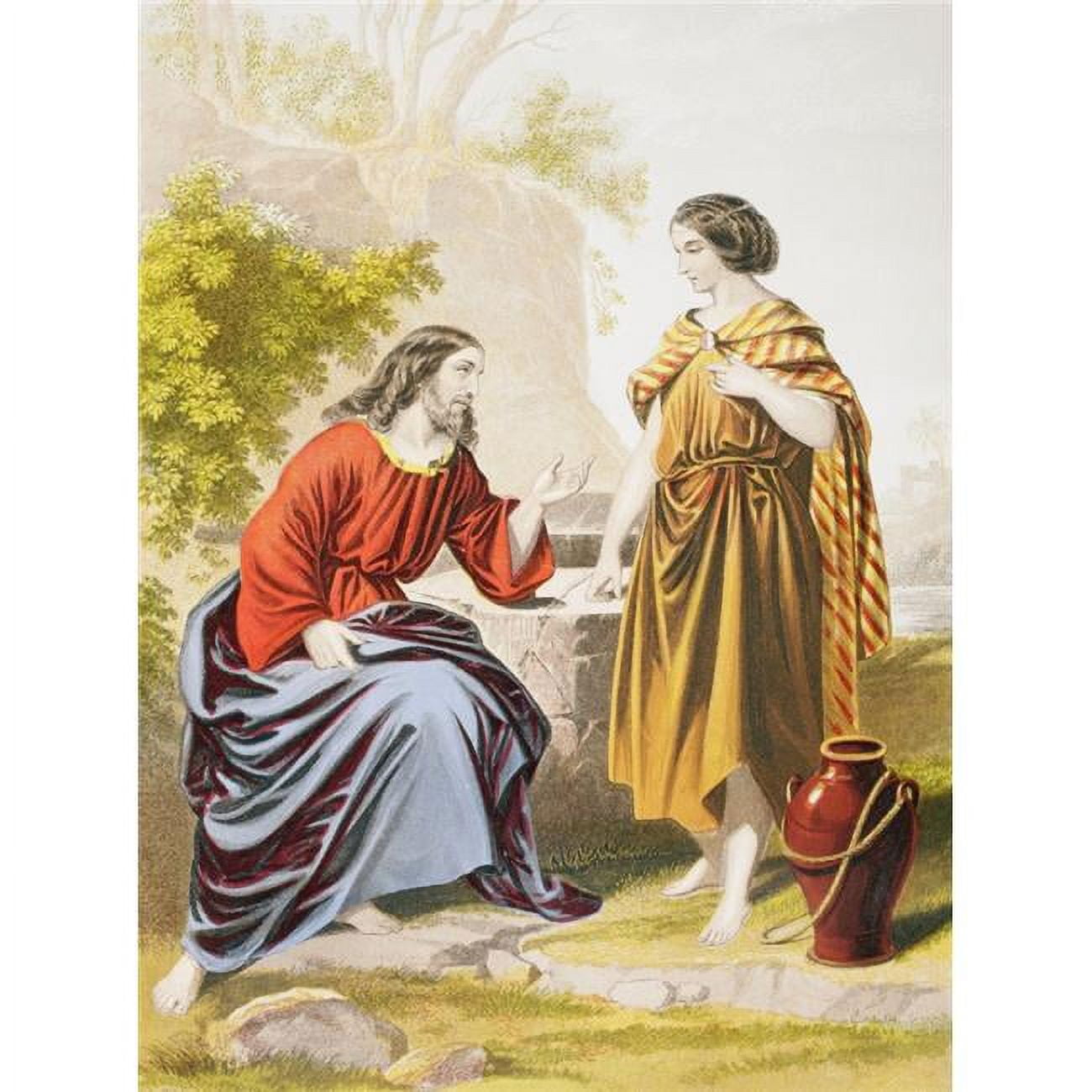 Jesus At The Well With The Woman Of Samaria. From The Holy Bible ...