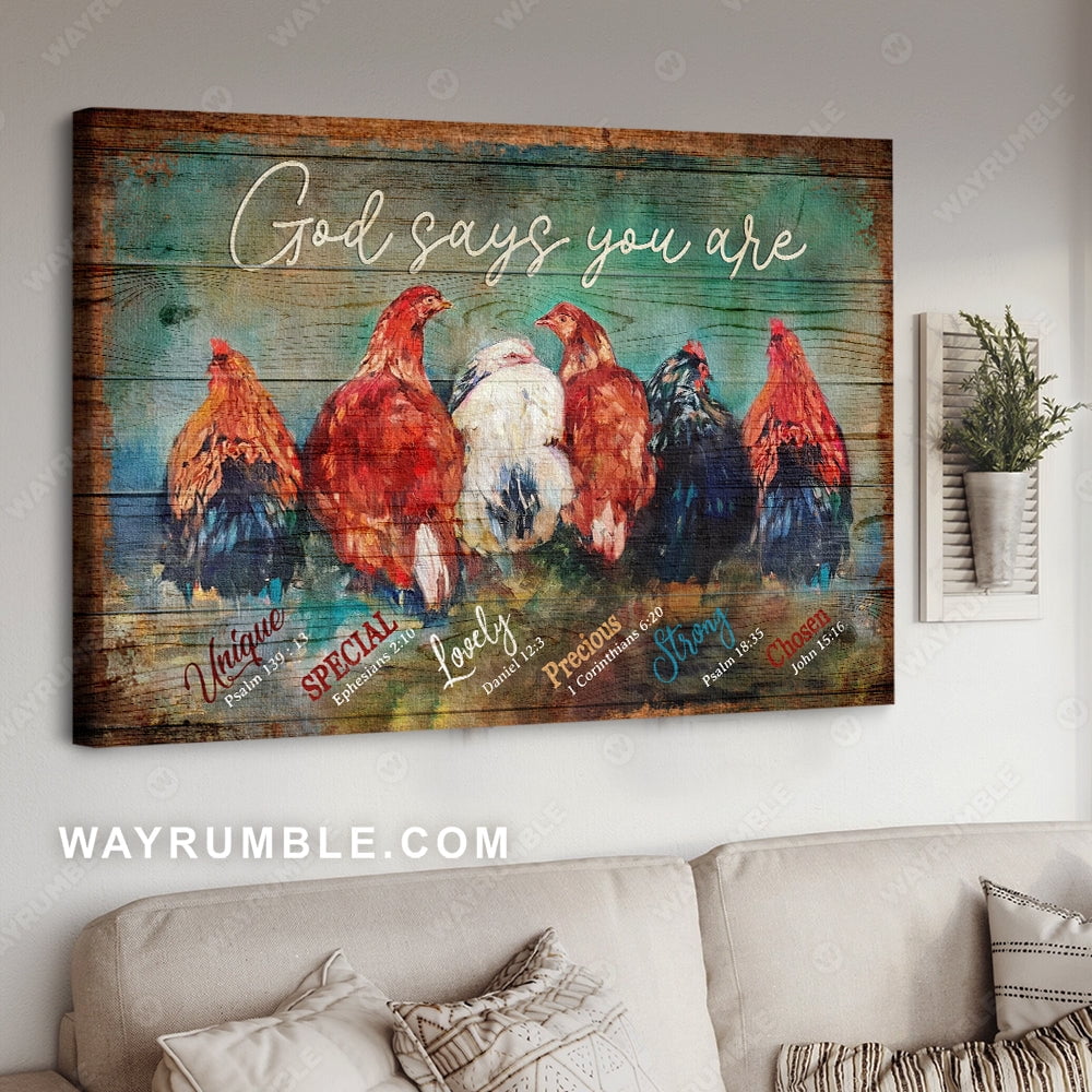 Jesus, Awesome chicken, Farm - God says you are Landscape poster Prints ...