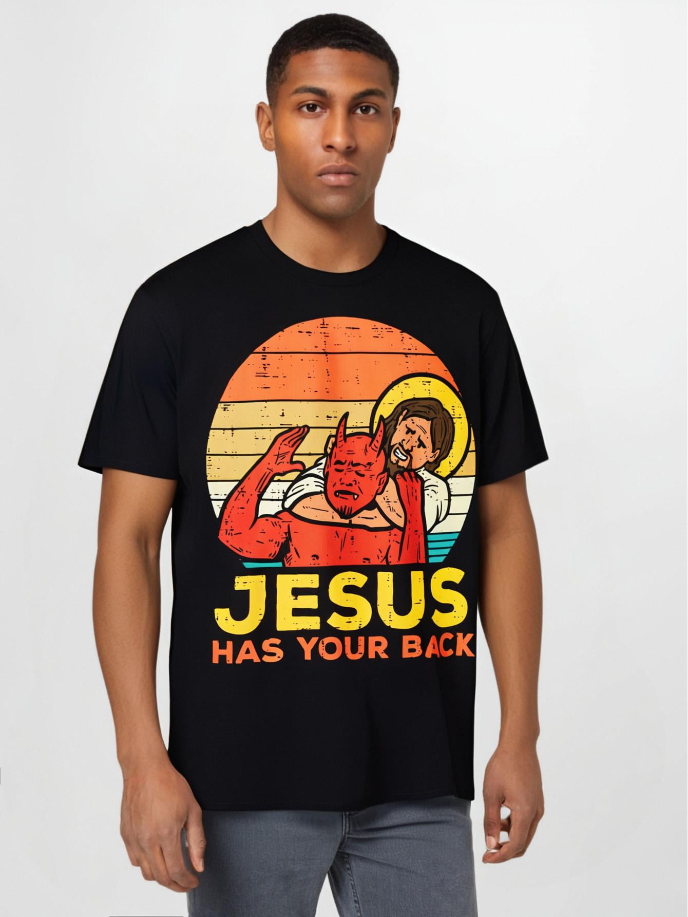 Jesus Has Your Back Jesus Retro Christian Men T-Shirt Selected Pure ...