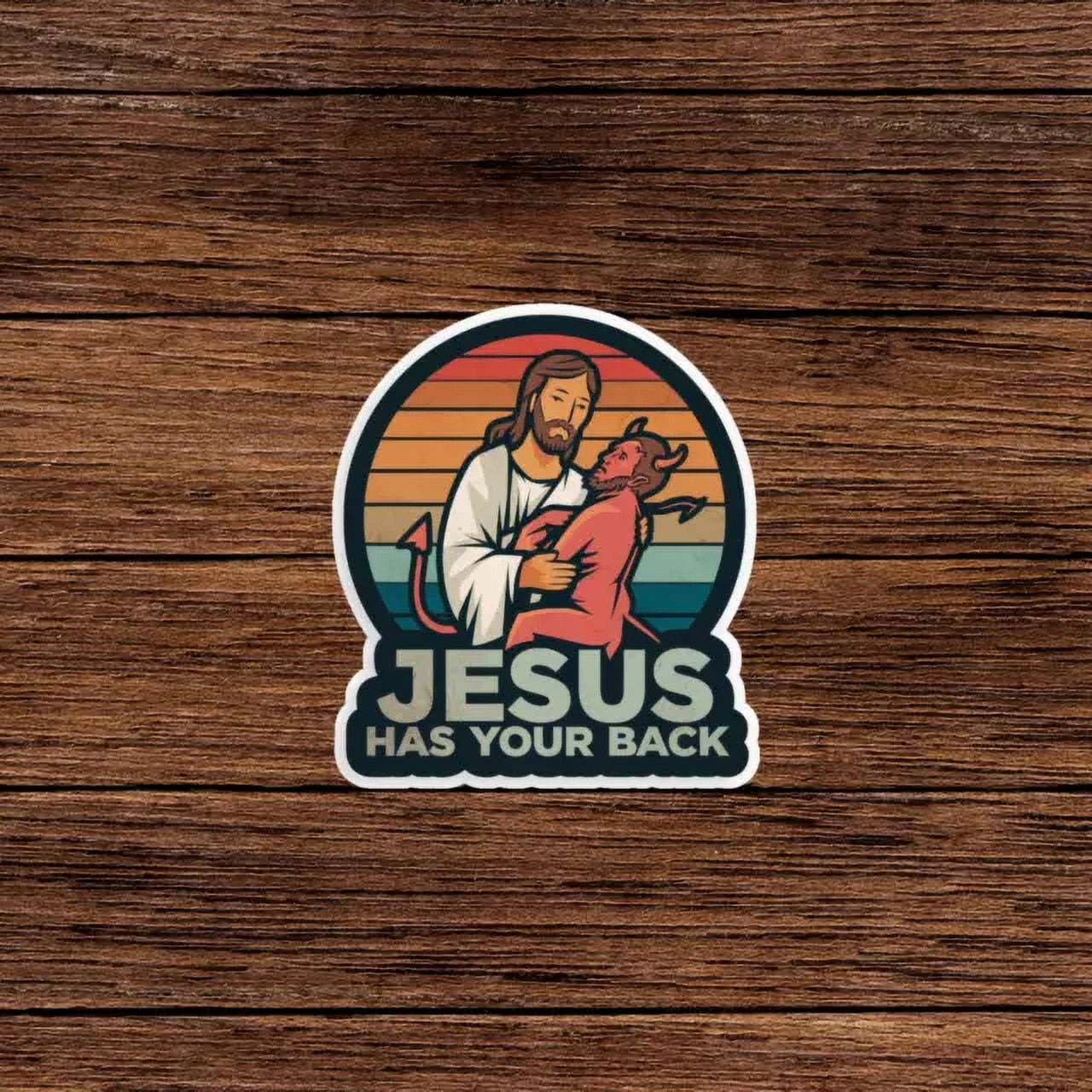 Jesus Has Your Back - Vintage Retro Style Christian Sticker Decalphone ...