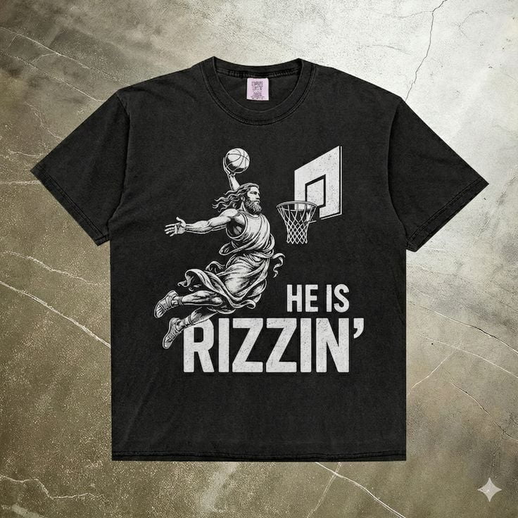 Jesus Basketball Unisex Shirt, He Is Rizzin' Funny Christian Tee ...