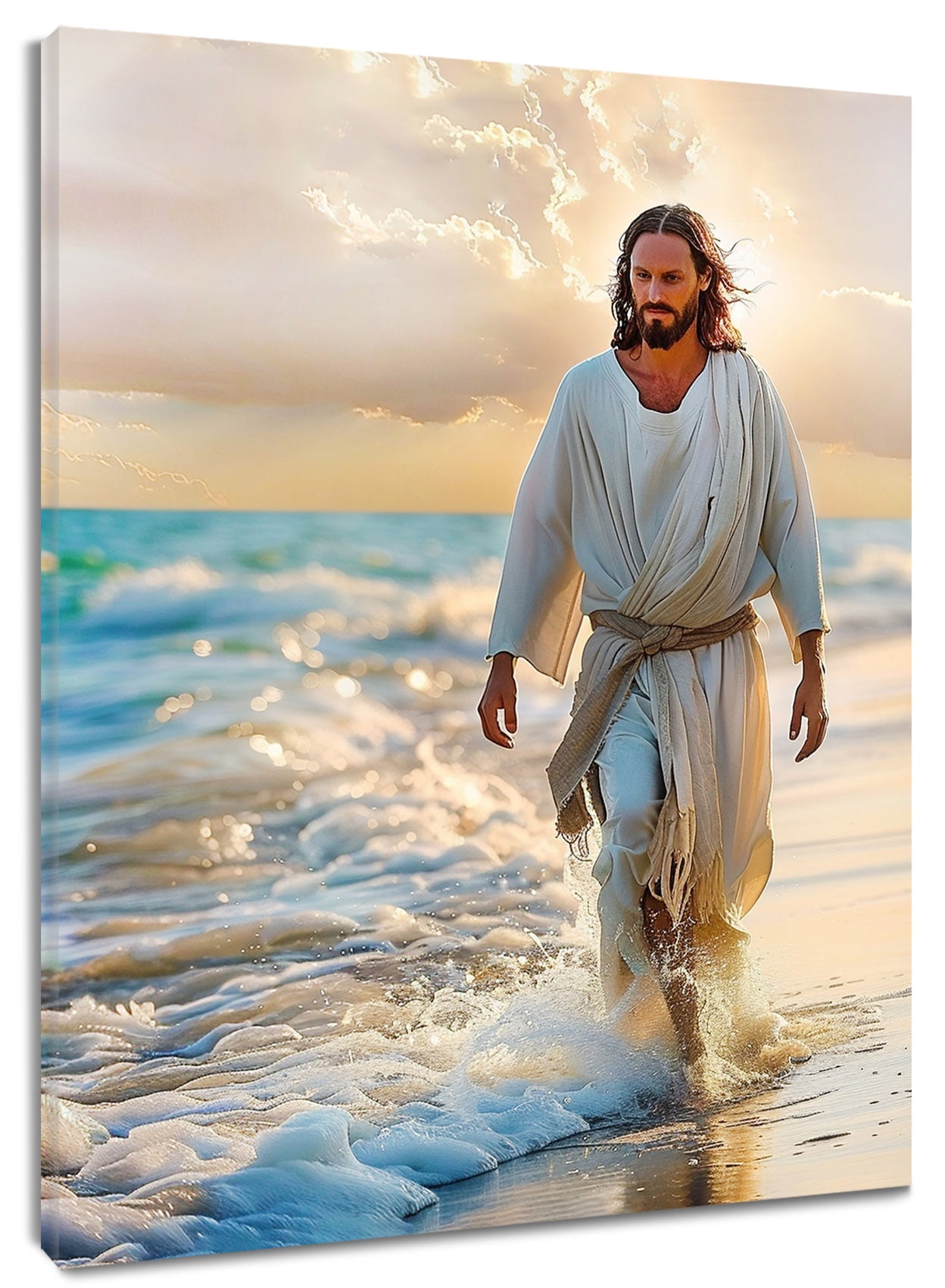 Jesus Beach Wall Art Jesus Walking on Coastal and Wave with Cloud Sky ...