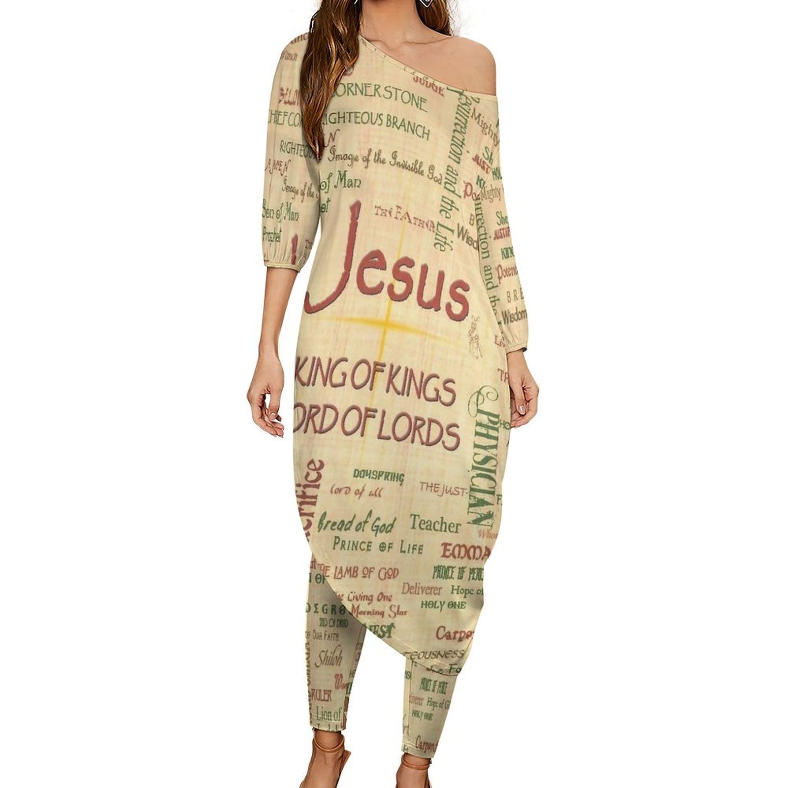 Jesus, Biblical References Elegant Casual Diagonal Shoulder 2PCS Set ...
