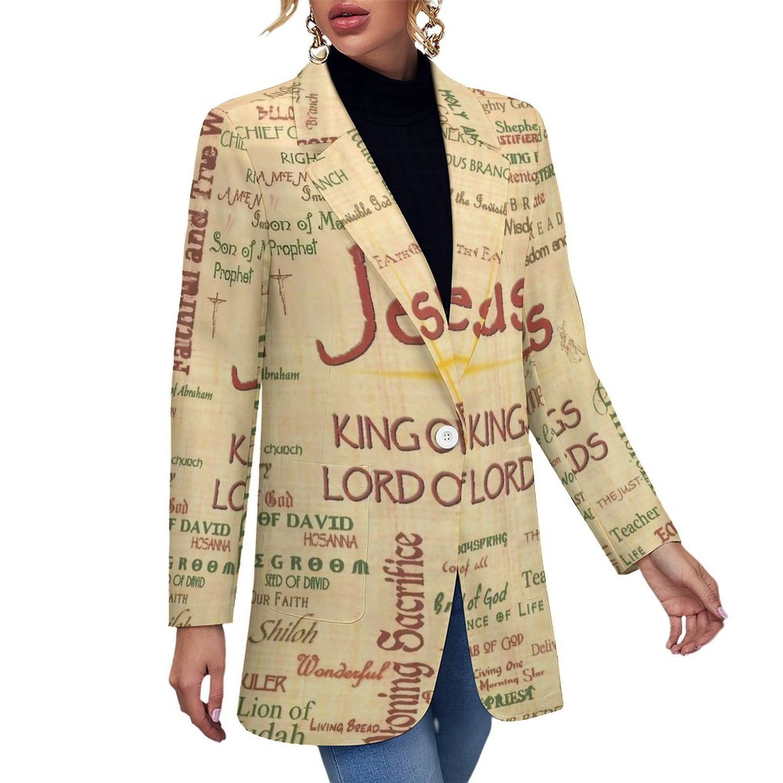 Jesus, Biblical References Woman Casual Loose Suits Summer Jacket Woman ...