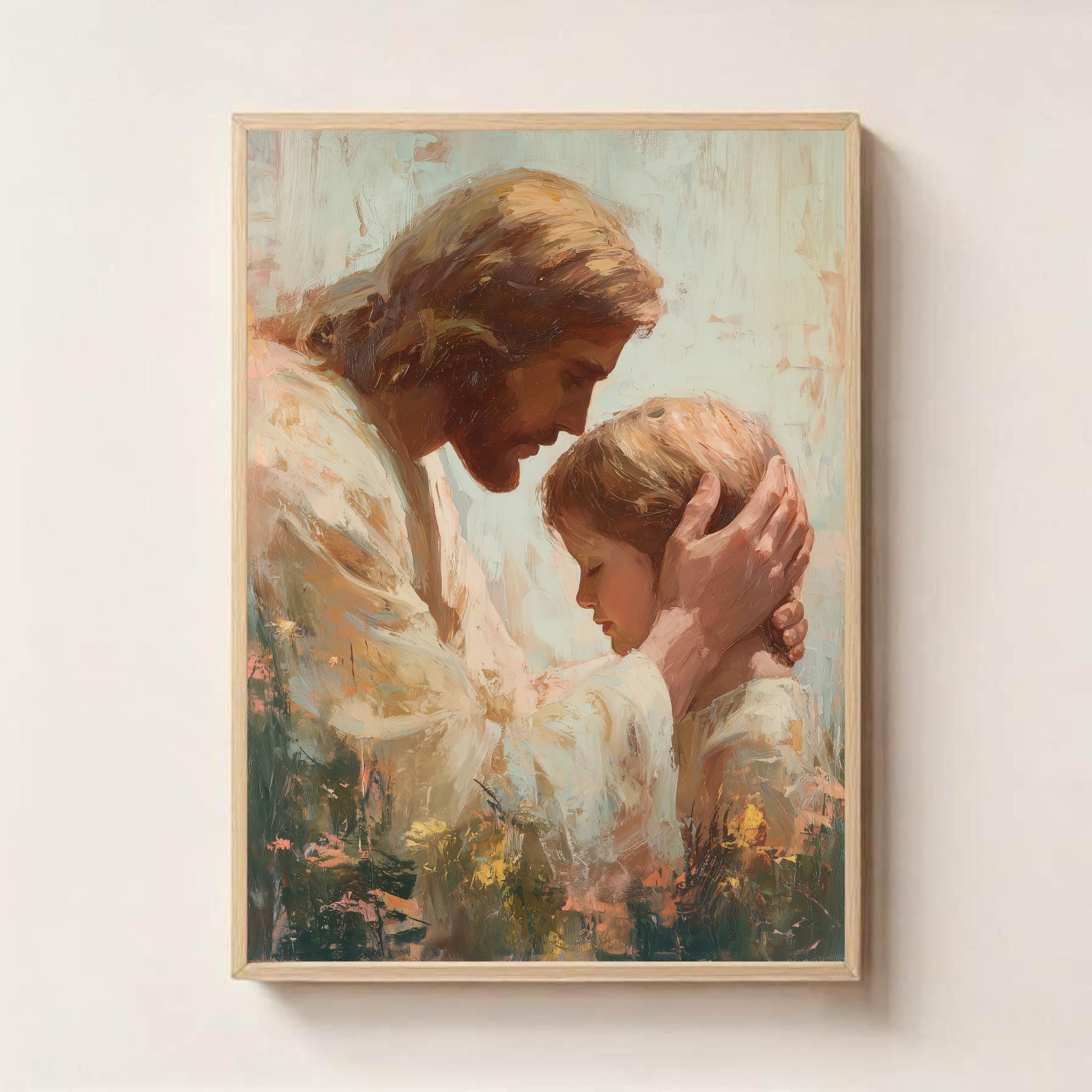 Jesus Blessing A Child Wall Art, Christian , Religious Home Decor ...