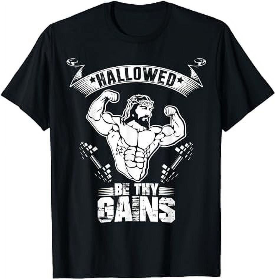 Jesus Bodybuilding T Shirt - Funny Jesus Weight Lifting Tee - Walmart.com