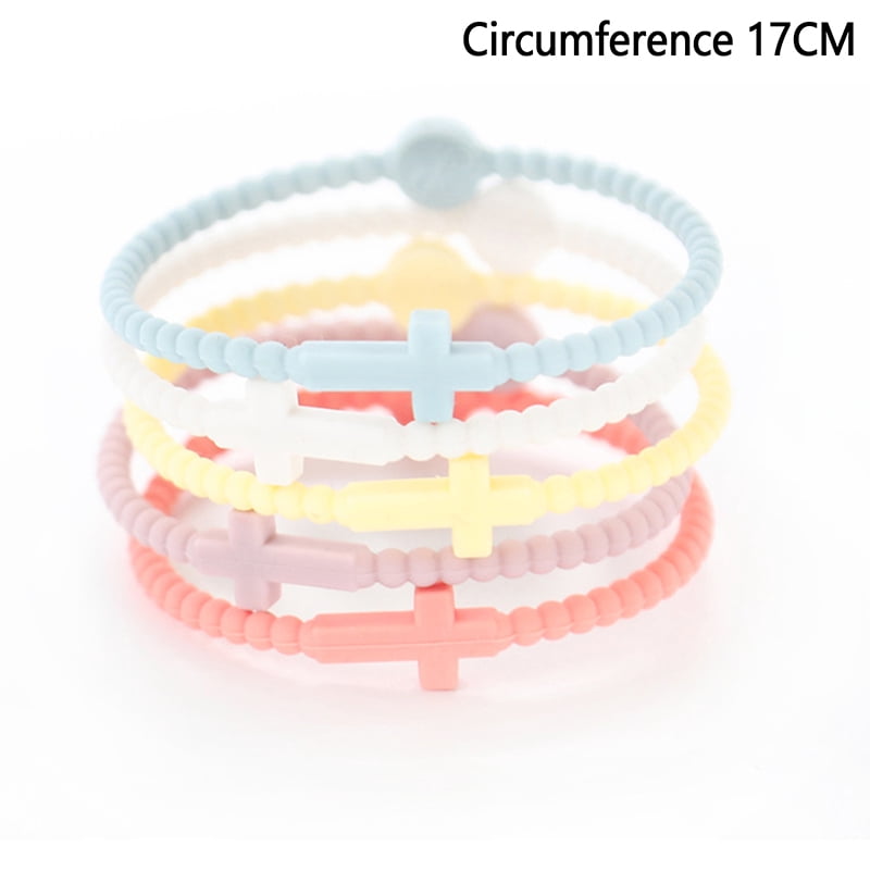 Jesus Bracelets Cross Macaron-colored Beaded Silicone Bracelets Gifts ...