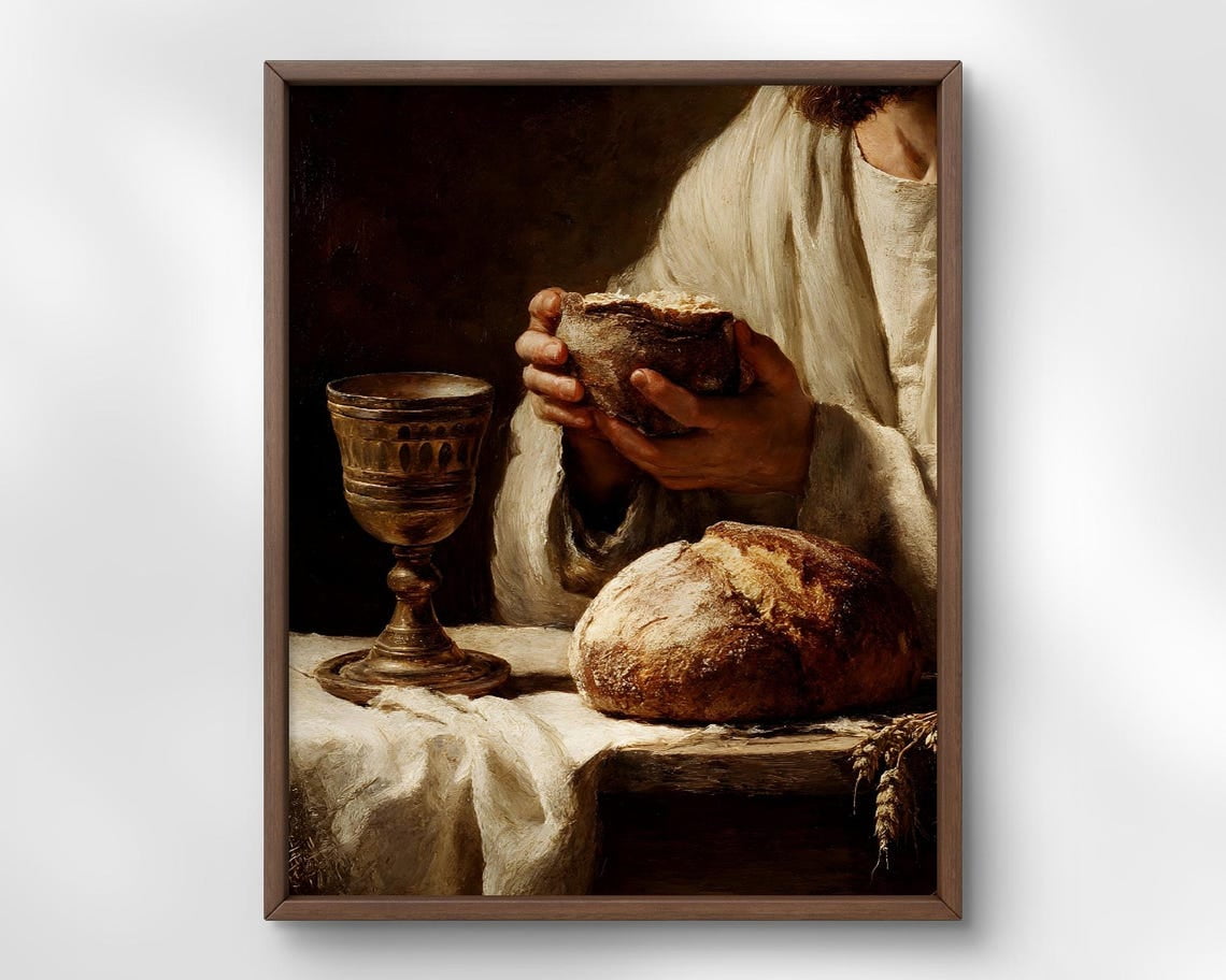 Jesus Breaking Bread Print: Classic Eucharist Art, Catholic Wall Art ...