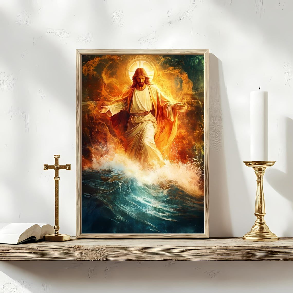 Jesus Calms The Storm – Fiery Miracle Christian Print, Spiritual Power ...
