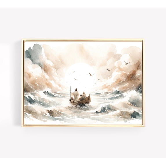 Jesus Calms The Storm Wall Art, Hush Be Still Poster, Holy Bible ...