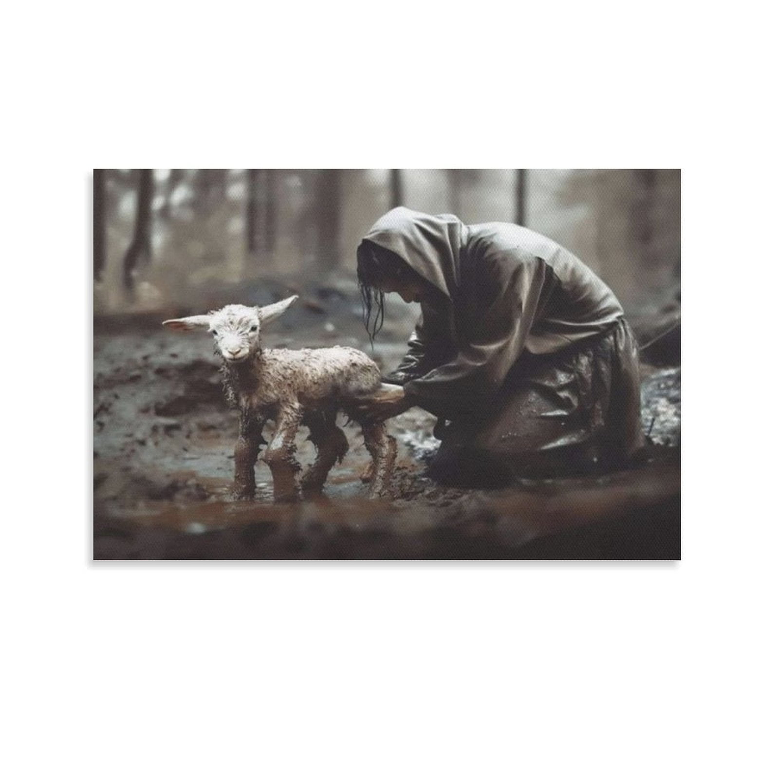 Jesus Canvas Painting Jesus Chasing The Lost Lamb Wall Art God Bible ...