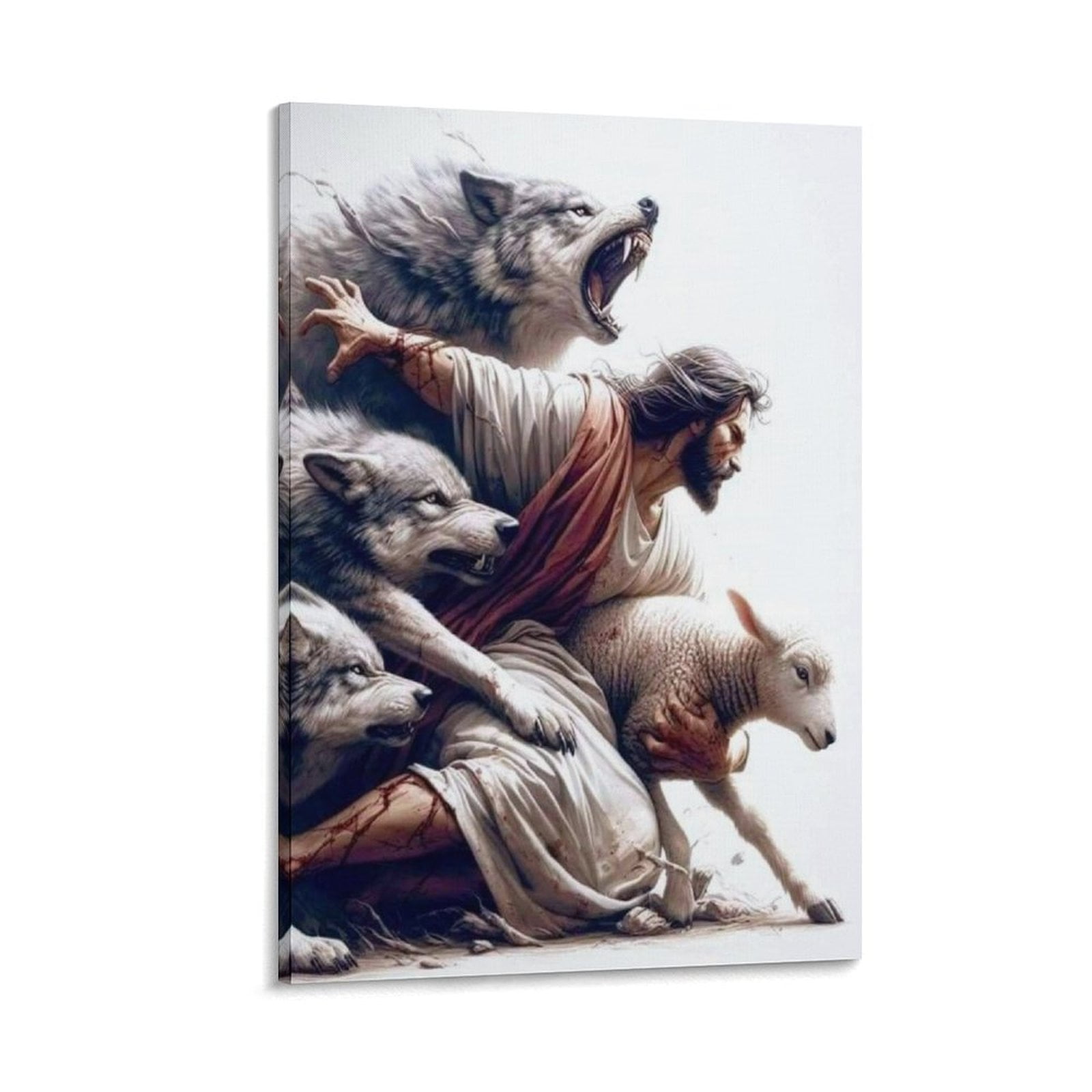 Jesus Canvas Painting Jesus Saves The Lost Lambs Wall Art Christian ...