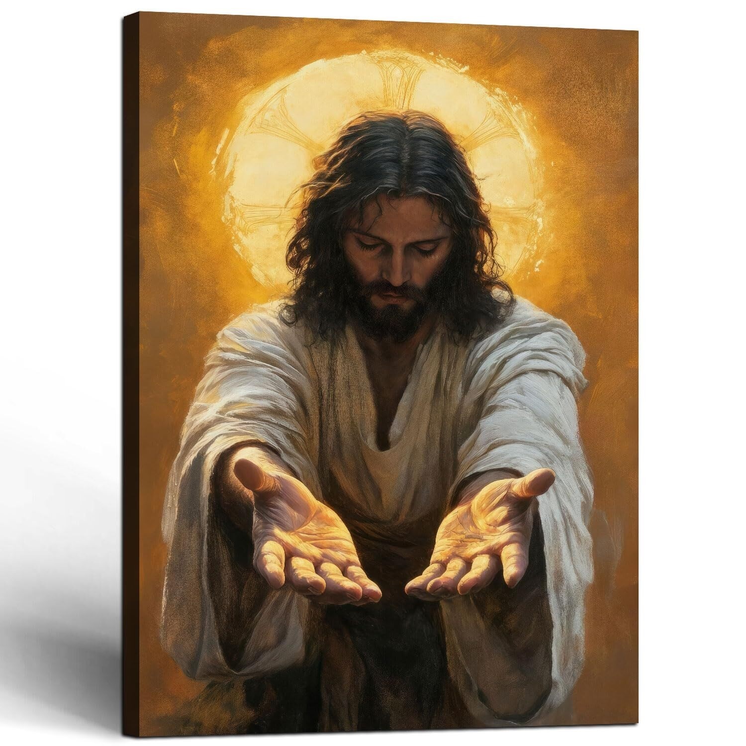 Jesus Canvas poster Wall Art Painting with Gold Halo Christian ...