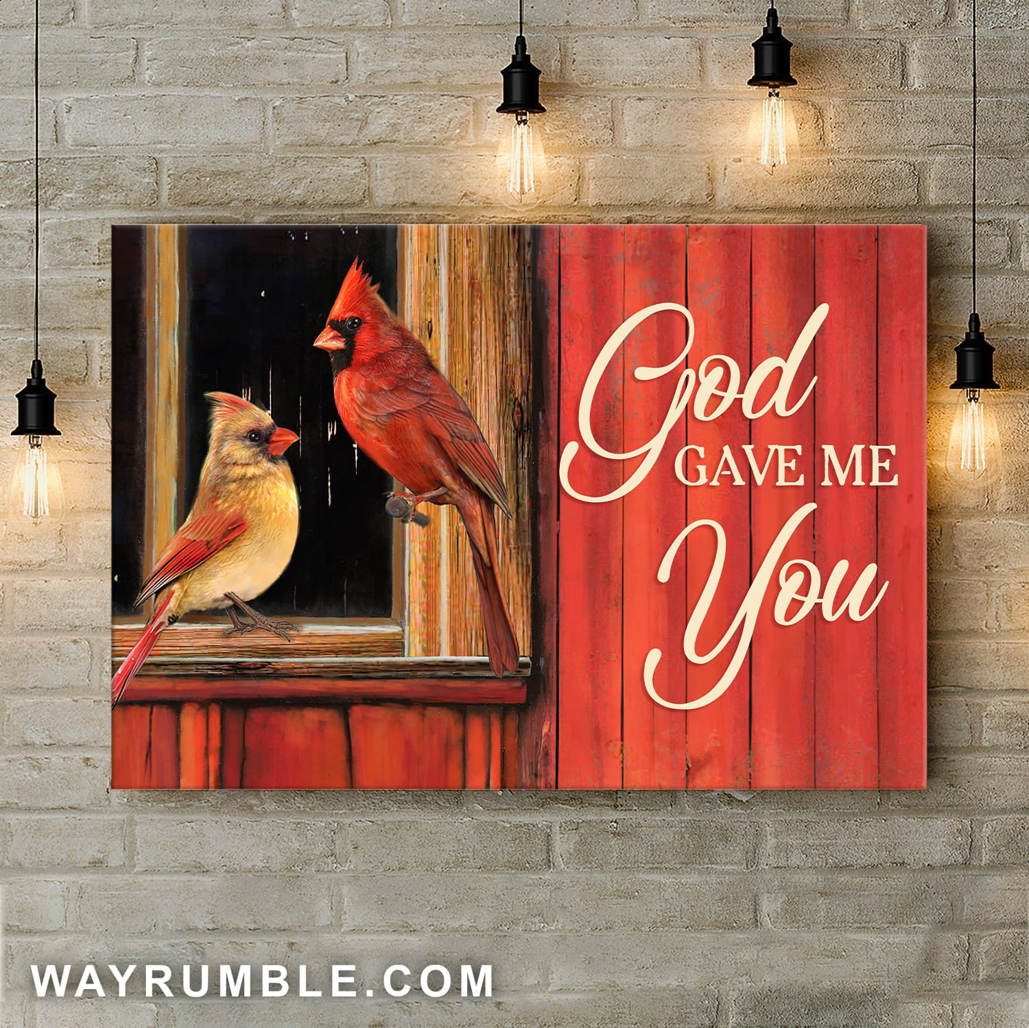 Jesus, Cardinal, Love - God gave me you Couple Landscape poster Prints ...