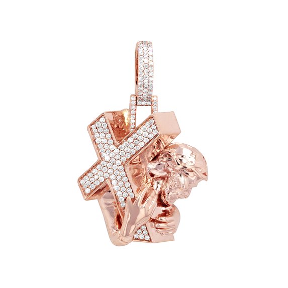 Jesus Carrying Cross 1.2 CT Diamond Pendant 10K Gold-Rose-gold ...